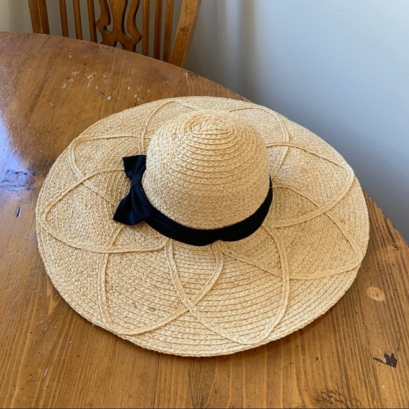 Jhats | Accessories | Jhats Straw Floppy Sun Hat With Black Ribbon Band ...